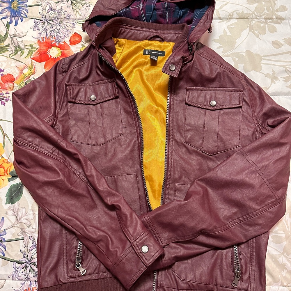 Men’s Leather Jacket With Hoodie - Gem